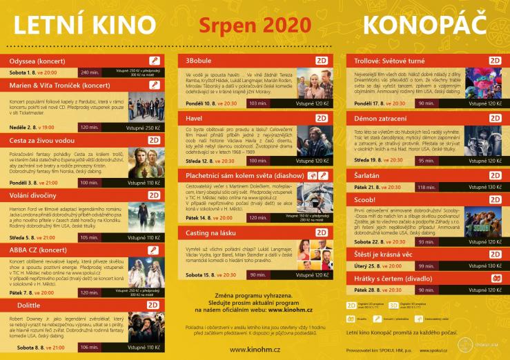 Zprávy - Program stálého a letního kina na srpen 2020 - Kino Heřmanův Městec