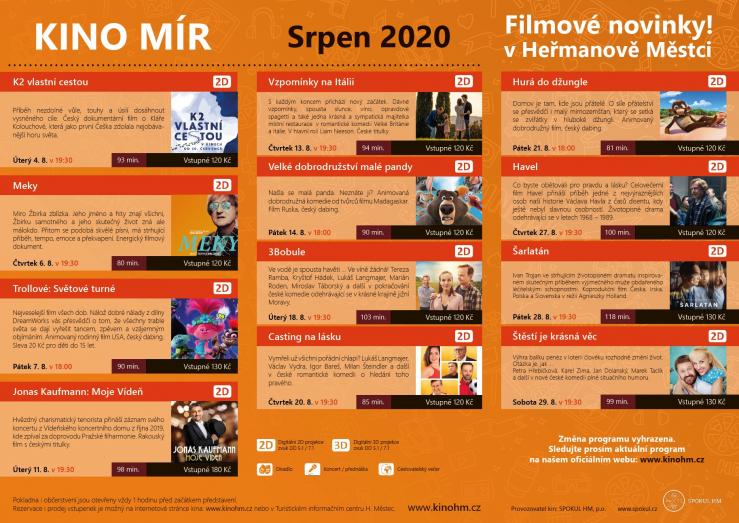 Zprávy - Program stálého a letního kina na srpen 2020 - Kino Heřmanův ...